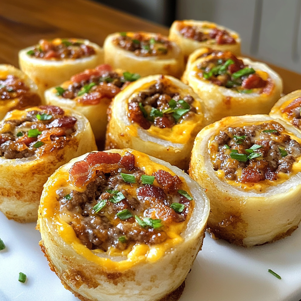 Savory Bacon Cheeseburger Roll-Ups Easy Snack Recipe - Daily Family ...