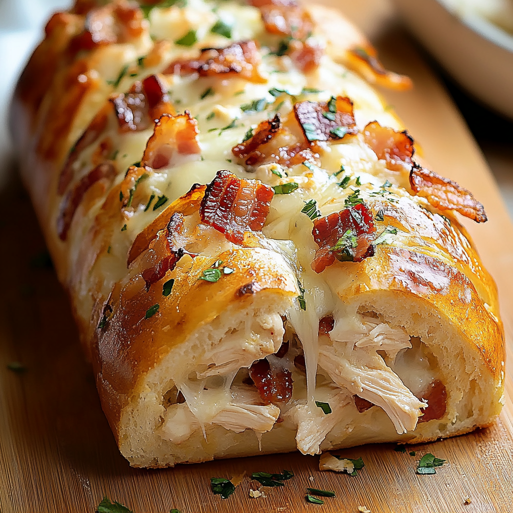 Chicken Bacon Ranch Stuffed Bread - Daily Family Meals | Tasty Recipes