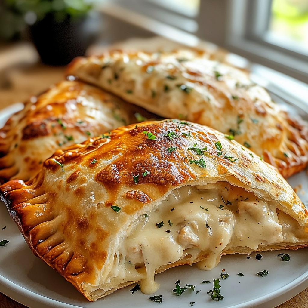 Crispy Chicken Alfredo Air Fryer Calzones Recipe
