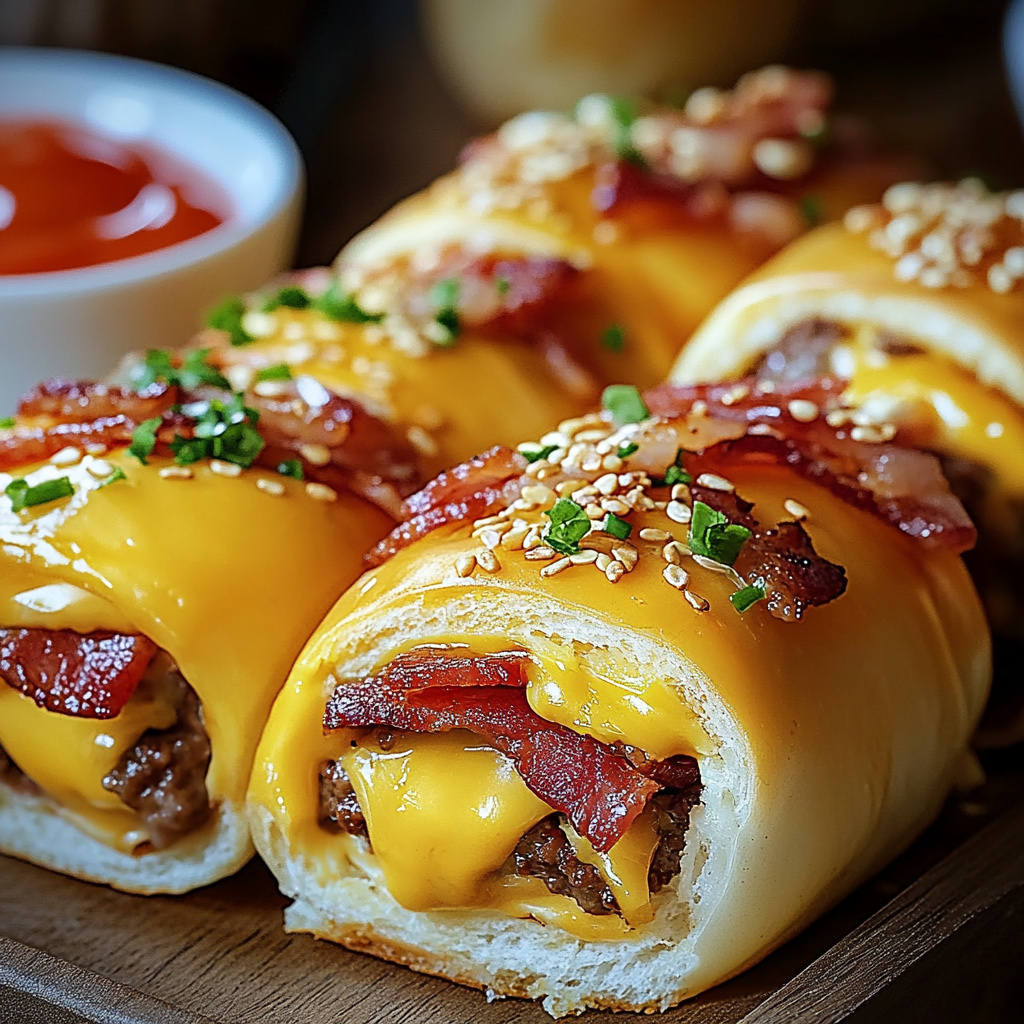 Savory Bacon Cheeseburger Roll-Ups Easy Snack Recipe - Daily Family ...