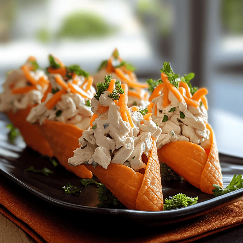 Chicken Salad Carrot Cones - Daily Family Meals | Tasty Recipes