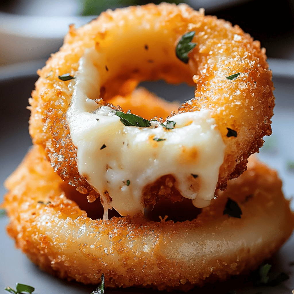 Cheesy Stuffed Mozzarella Onion Rings - Daily Family Meals | Tasty Recipes